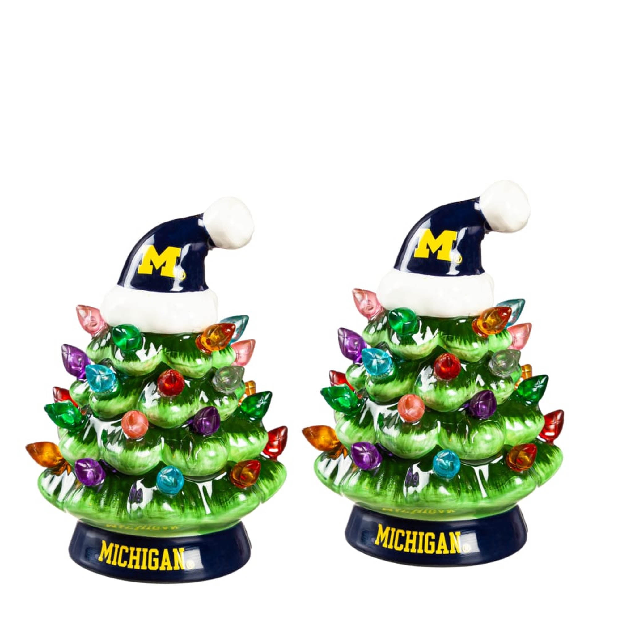 Michigan Wolverines 2-Pack 4" Ceramic LED Christmas Tree Set - Walmart.com