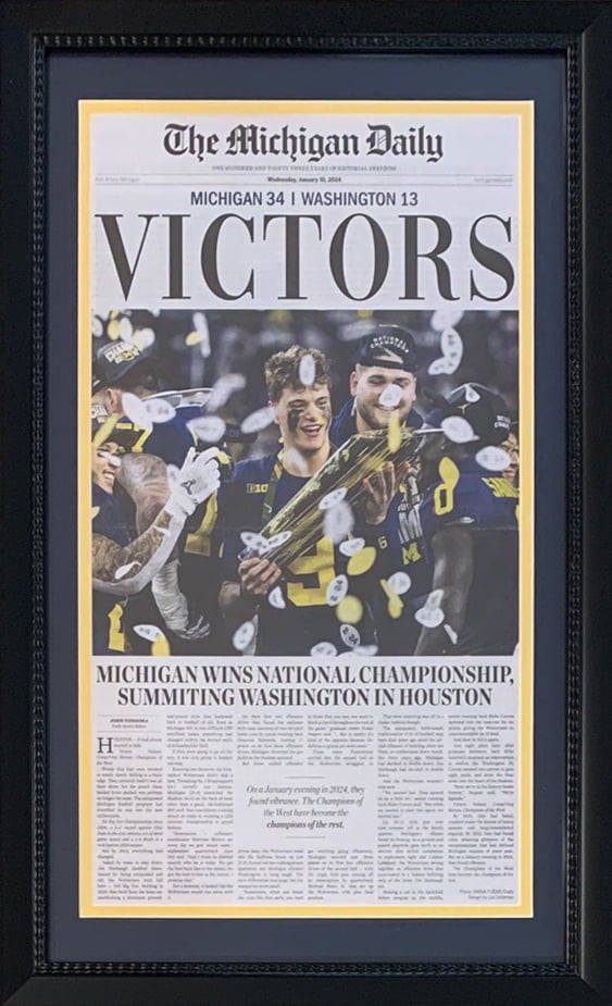 Michigan Wolverines 2024 National Champions VICTORS Daily School Framed ...
