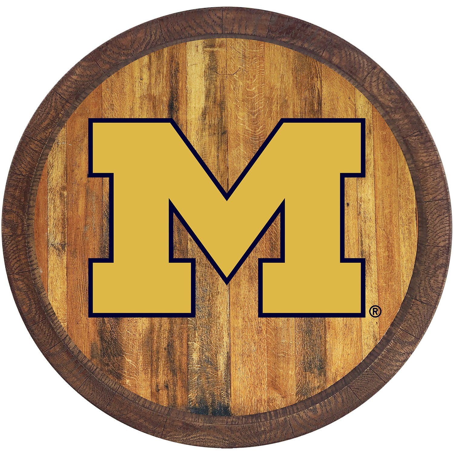 Michigan Wolverines 21'' x 21'' Color Logo Faux Barrel Top Sign ...