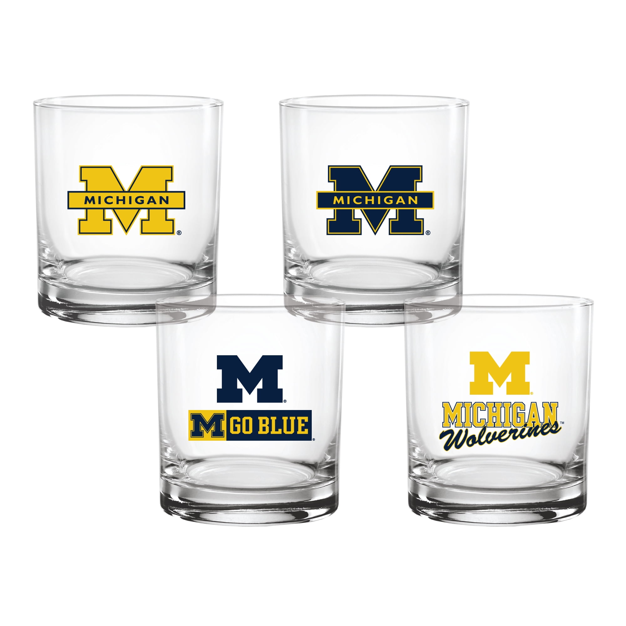 Michigan Wolverines 4-Pack Collector's 14oz. Rocks Glass Set - Walmart.com