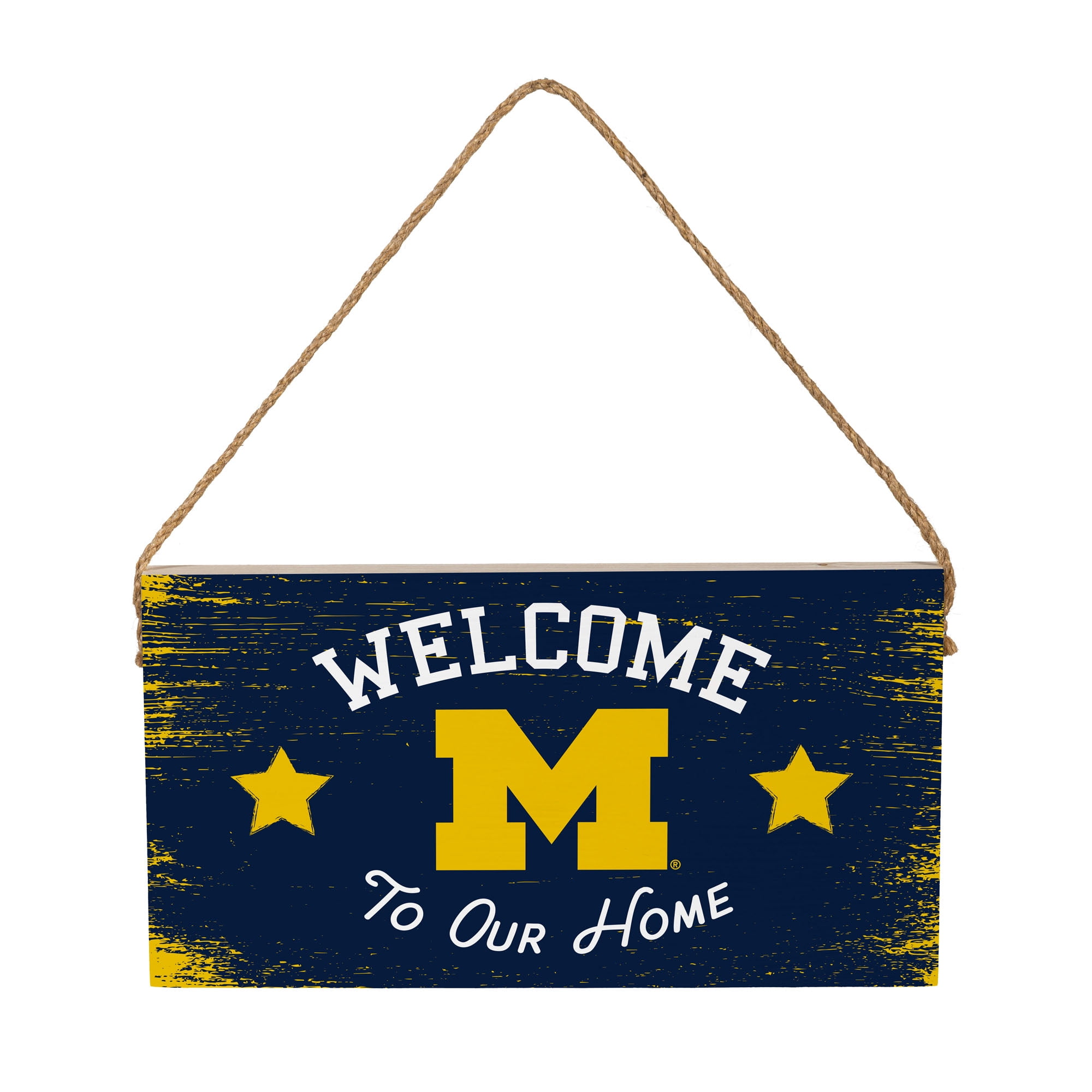 Michigan Wolverines 6" x 11" Welcome Home Wood Wall Sign with Rope ...