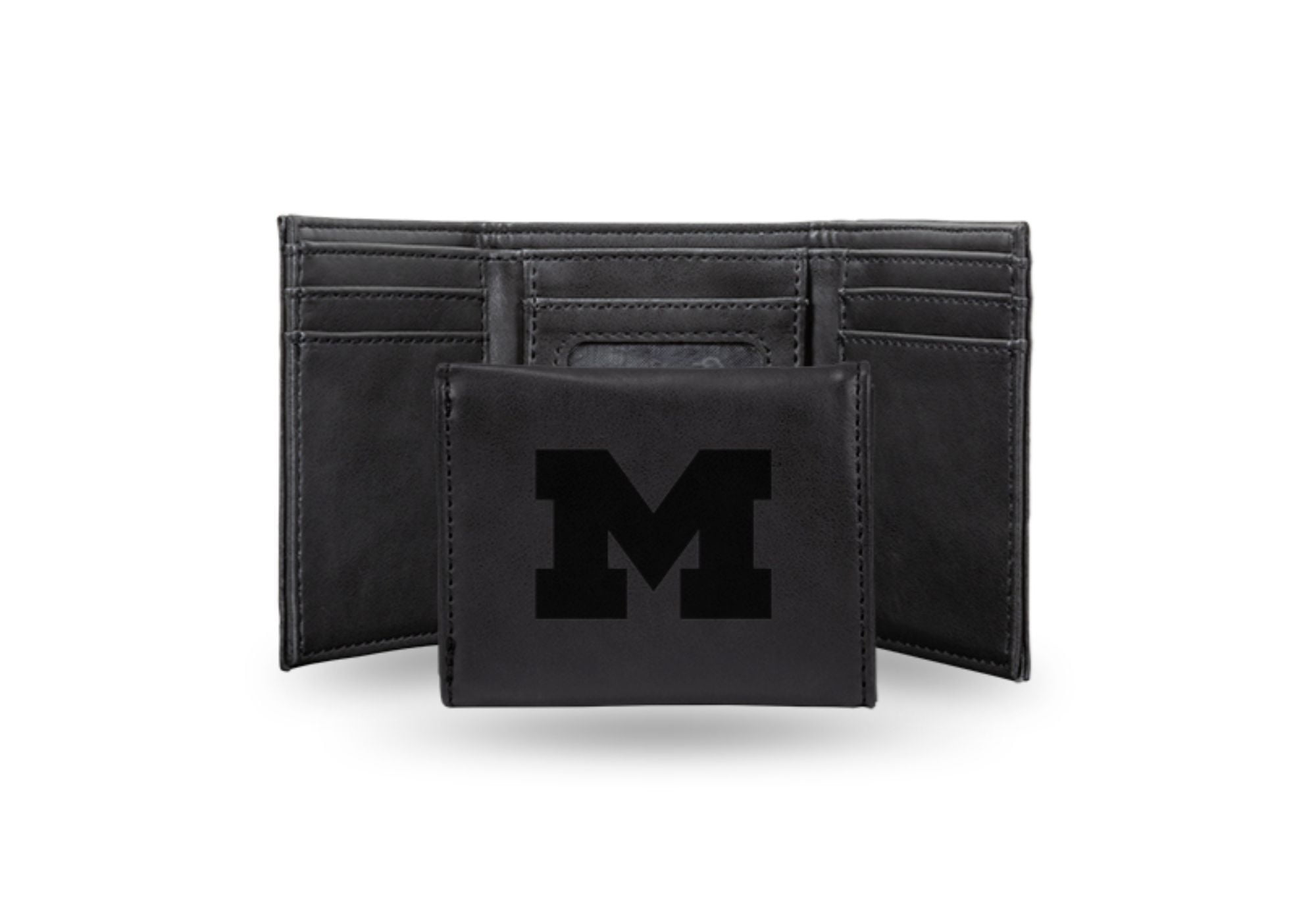Michigan Wolverines Black Laser Engraved Tri-Fold Wallet - Men's ...