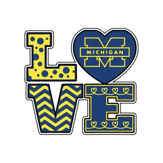 Michigan Wolverines Love Logo Waterproof Sticker Phone Decal Water ...