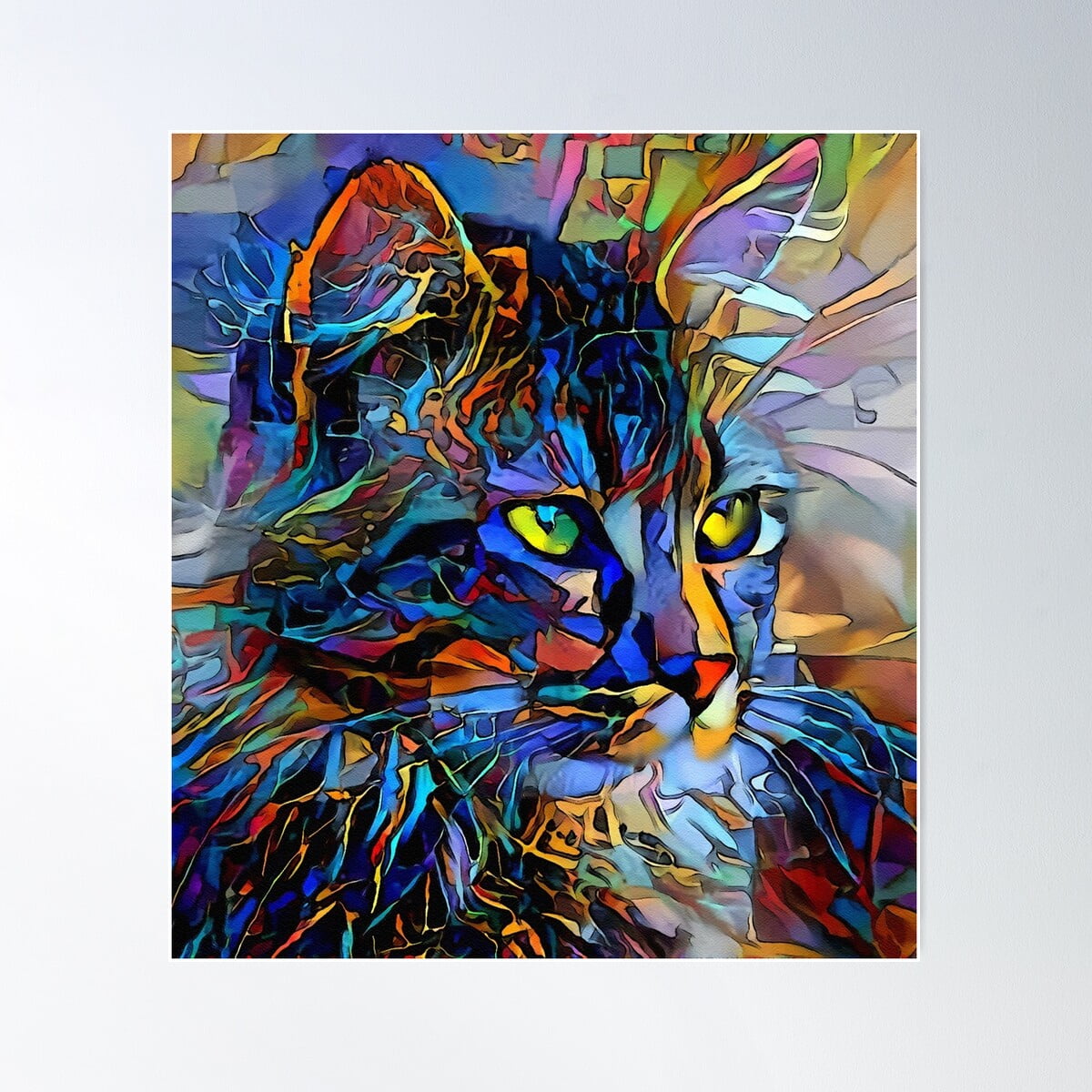 Michou Cat, Lea Roche Paintings - Cat, Chat Poster Wall Art, Modern ...