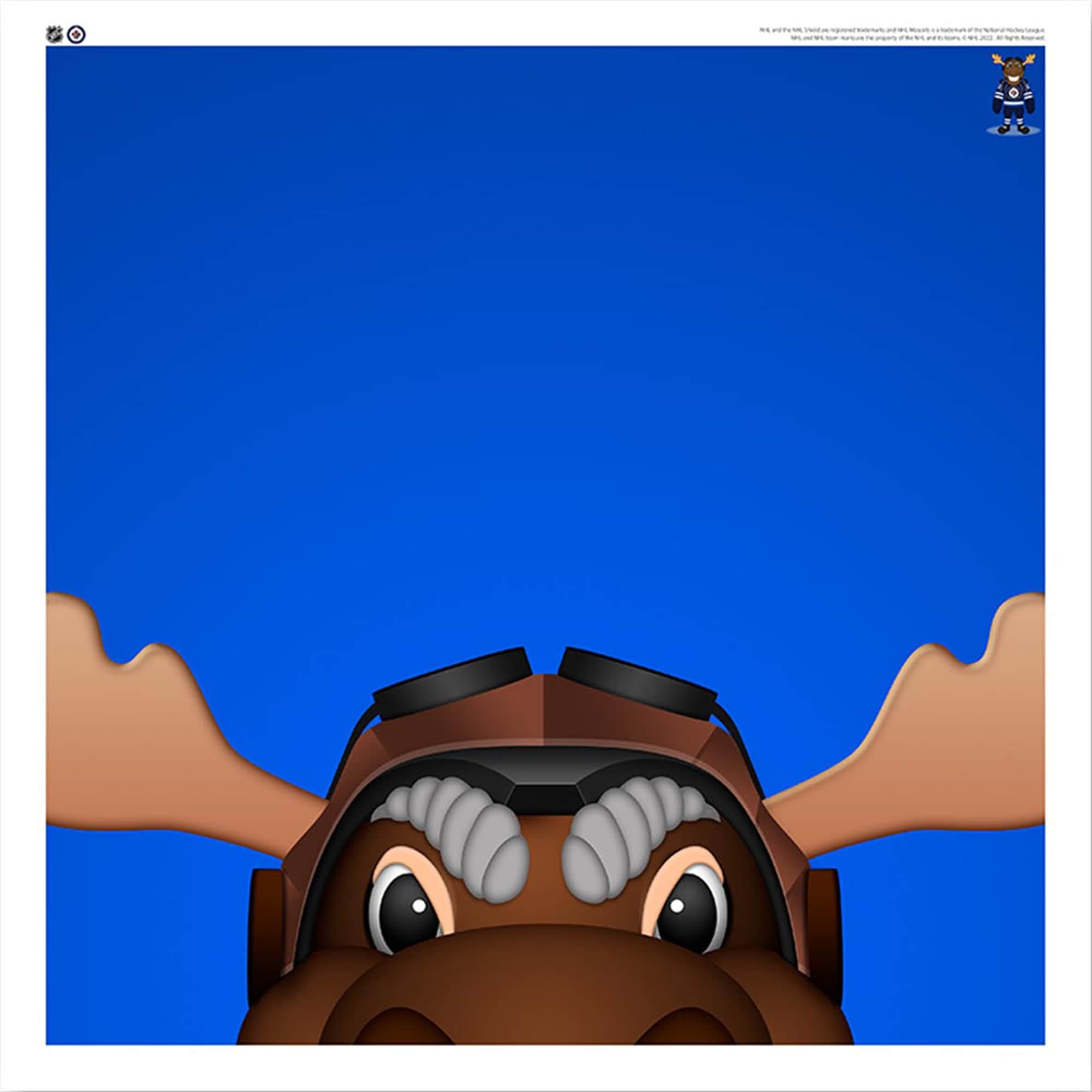 Mick E. Moose Winnipeg Jets 12'' x 12'' Minimalist Mascot Poster Print ...