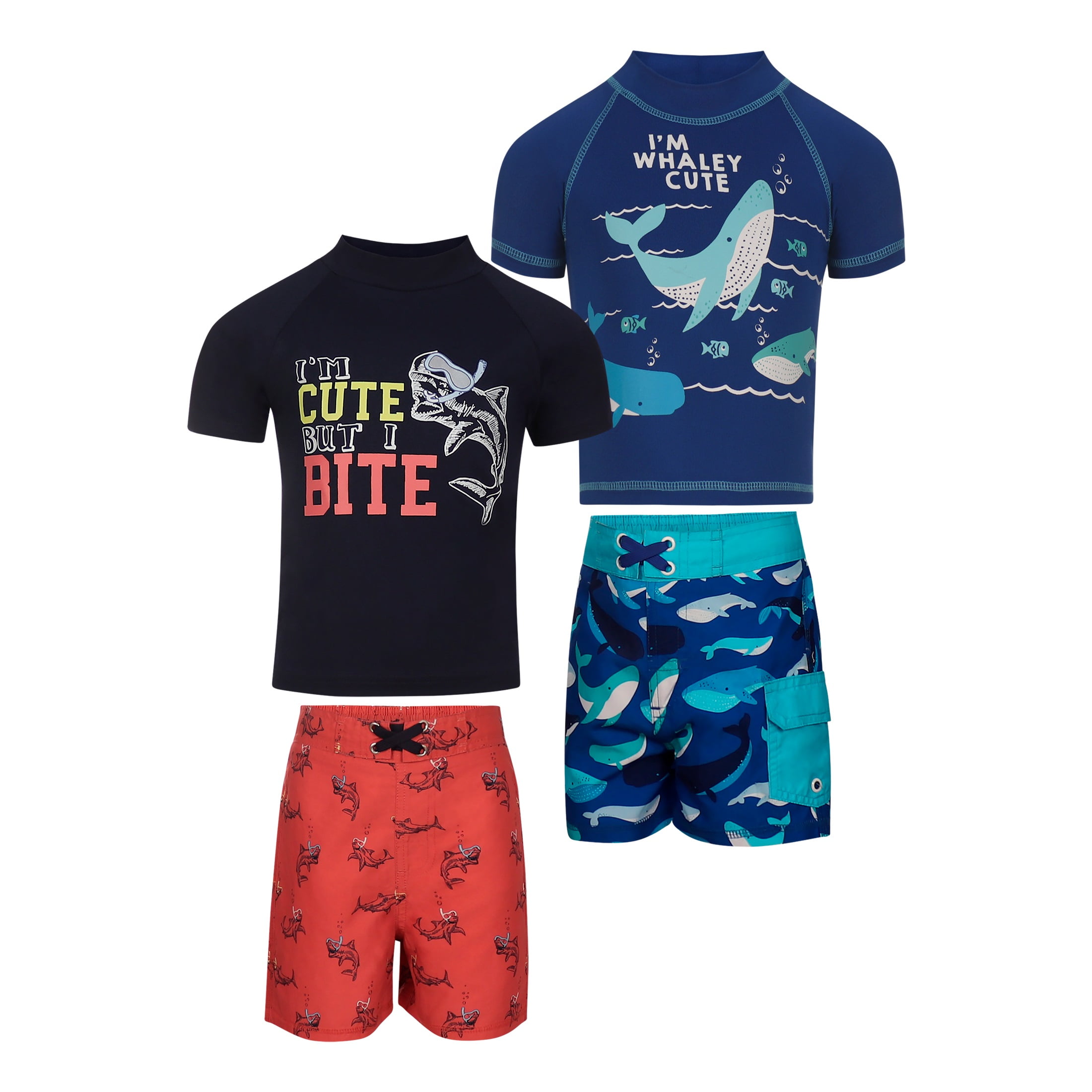 Mick Mack Boy 2 Pack Lightweight Rashguard Swim Set, Little Boys 12M ...