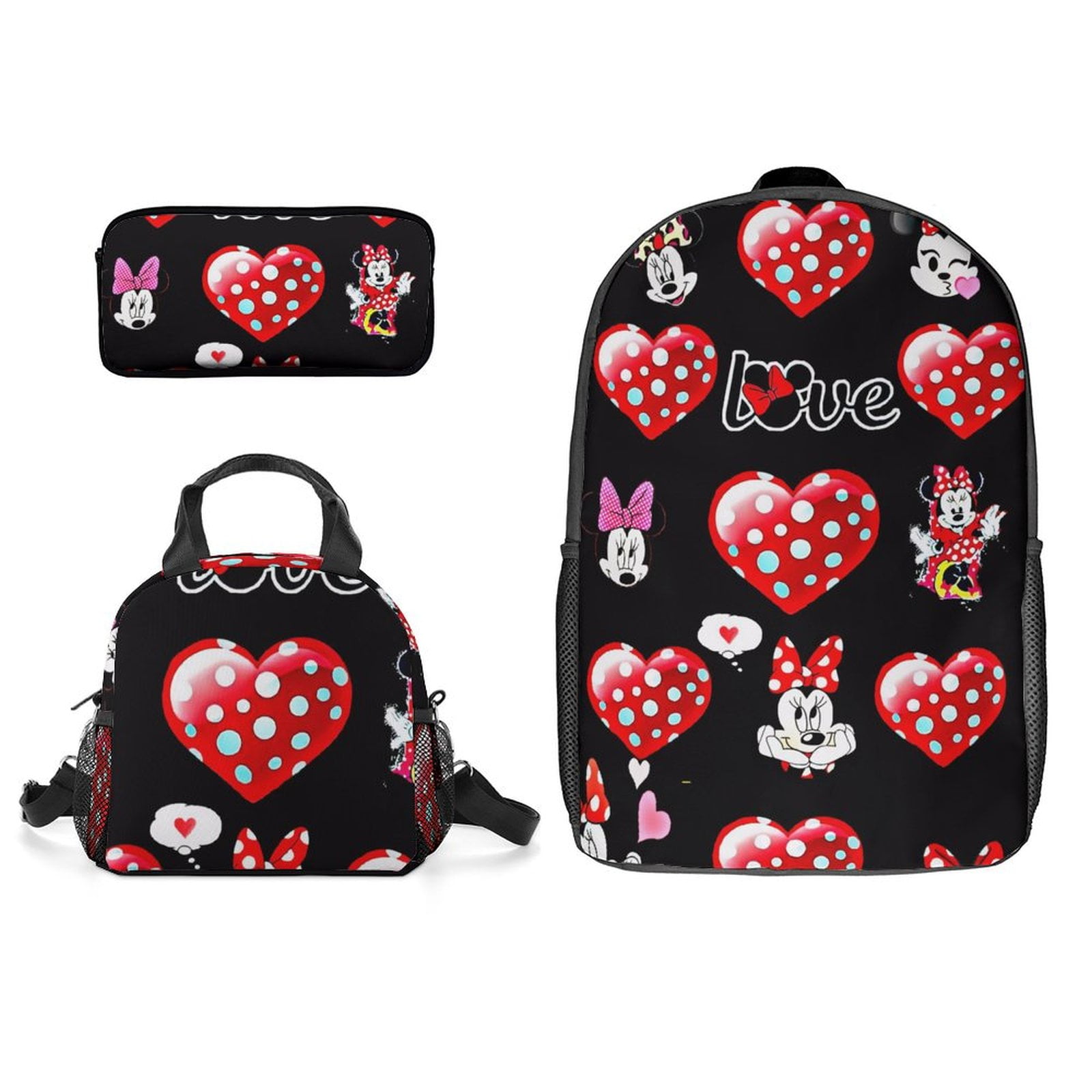 Mick-ey Min-nie Mouse Backpack With Lunch Box Pencil Bag 3Set for Men ...