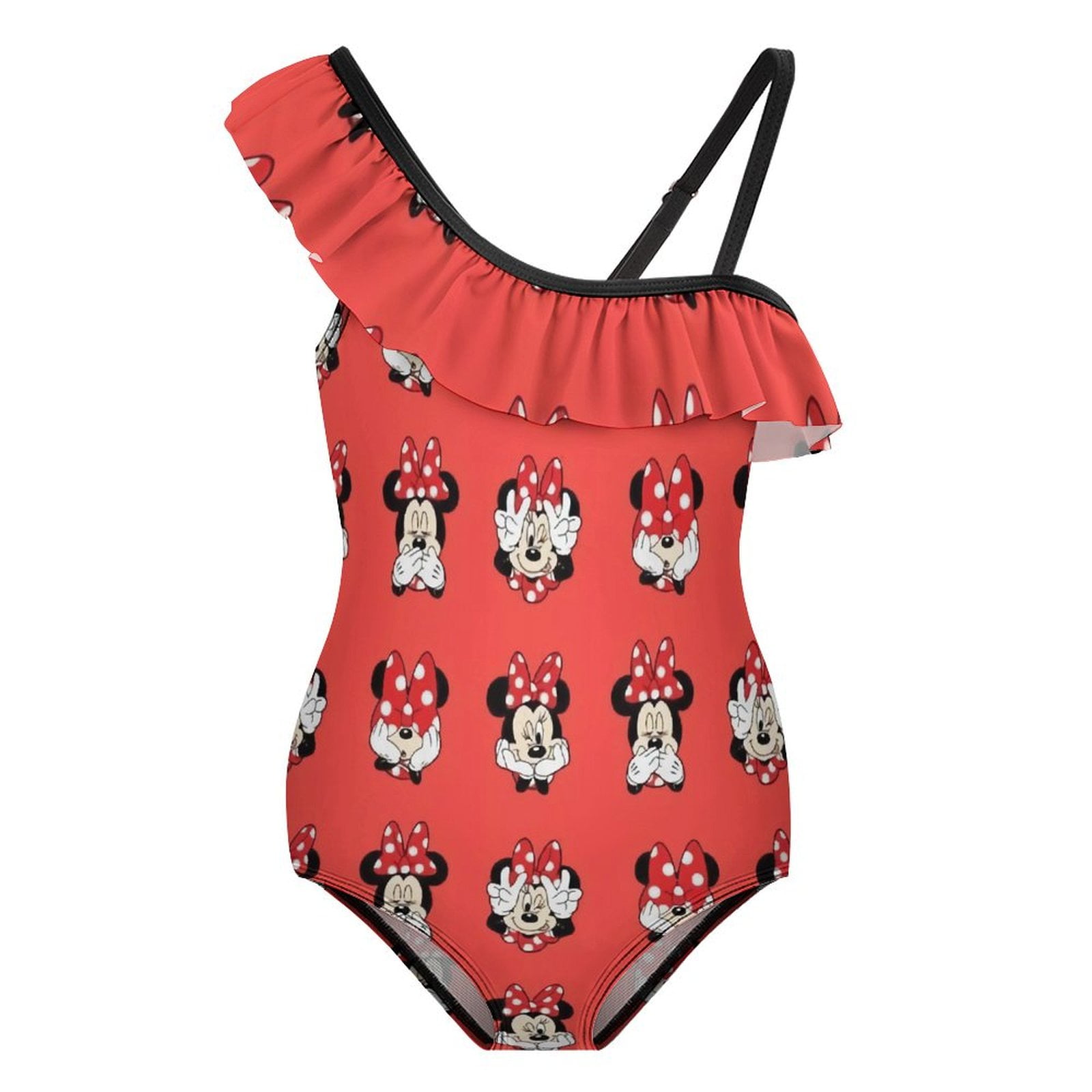 Mick-ey Min-nie Mouse Girls Swimsuit One Piece Swimsuits Ruffle Bathing ...