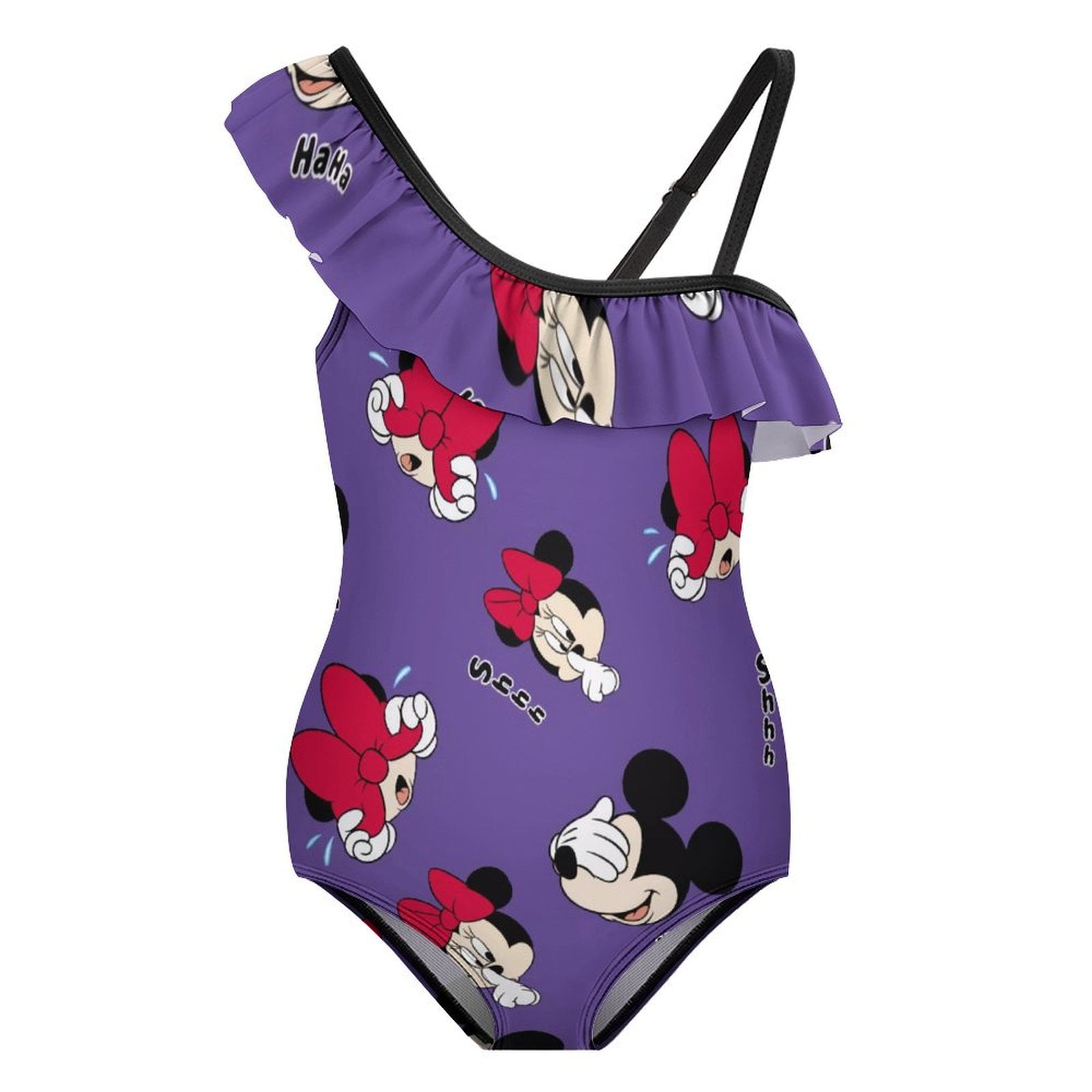Mick-ey Min-nie Mouse Girls Swimsuit One Piece Swimsuits Ruffle Bathing ...
