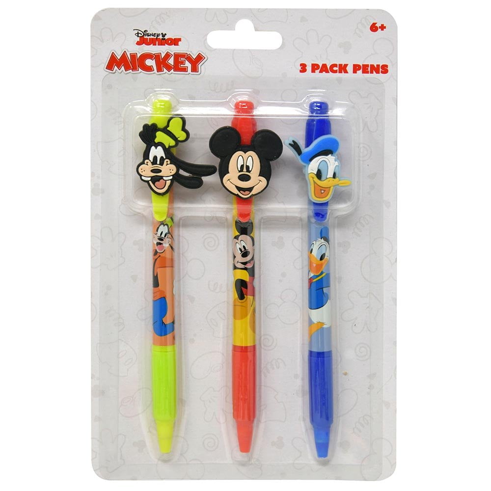 Mickey 3pk Pens with Rubber Character Clip on Card - Walmart.com