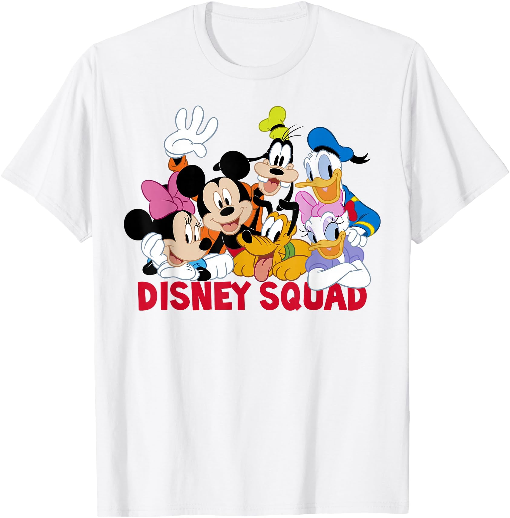 Mickey And Friends Squad DTG Print Unisex T-Shirt,White Color,Size YL ...