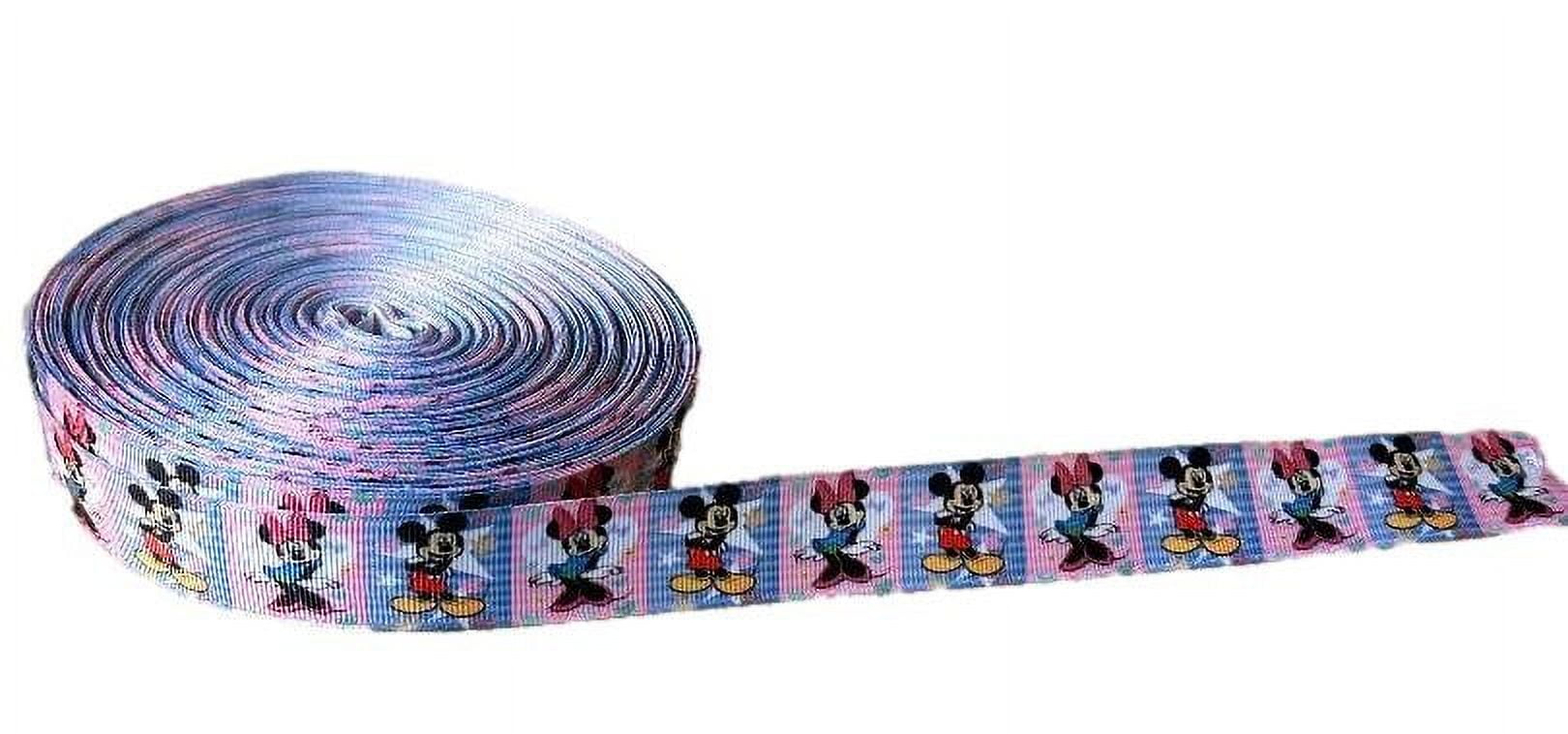 Mickey And Minnie Mouse Cartoon Characters Grid 1" Wide 3 Yards Repeat ...
