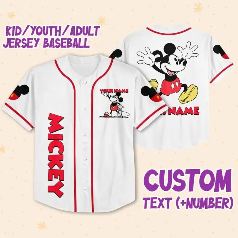Mickey Baseball Jersey Men's Women Shirt Disney Minnie Mickey Mouse ...