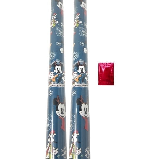 Mickey Donald Goofy Blue Winter Wishes Wrapping Paper, 20 sq ft - 2 ...