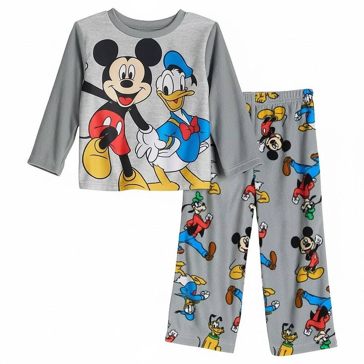 Mickey, Donald, Goofy and Pluto Toddler Boy's Fleece Character Pajama ...