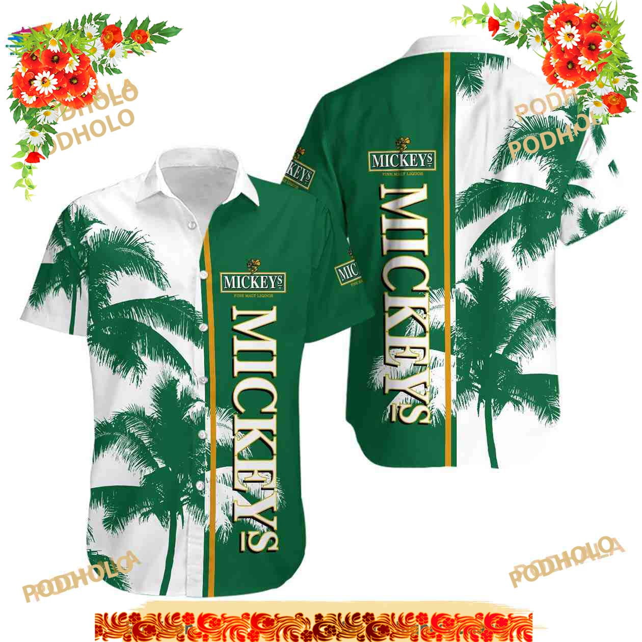 Mickey Fine Malt Liquor Palm Tree Summer Beach Hawaiian Shirt - Walmart.com