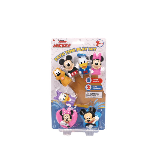 Disney Mickey & Friends 7 Piece Bath Set for Kids with Finger Puppets ...