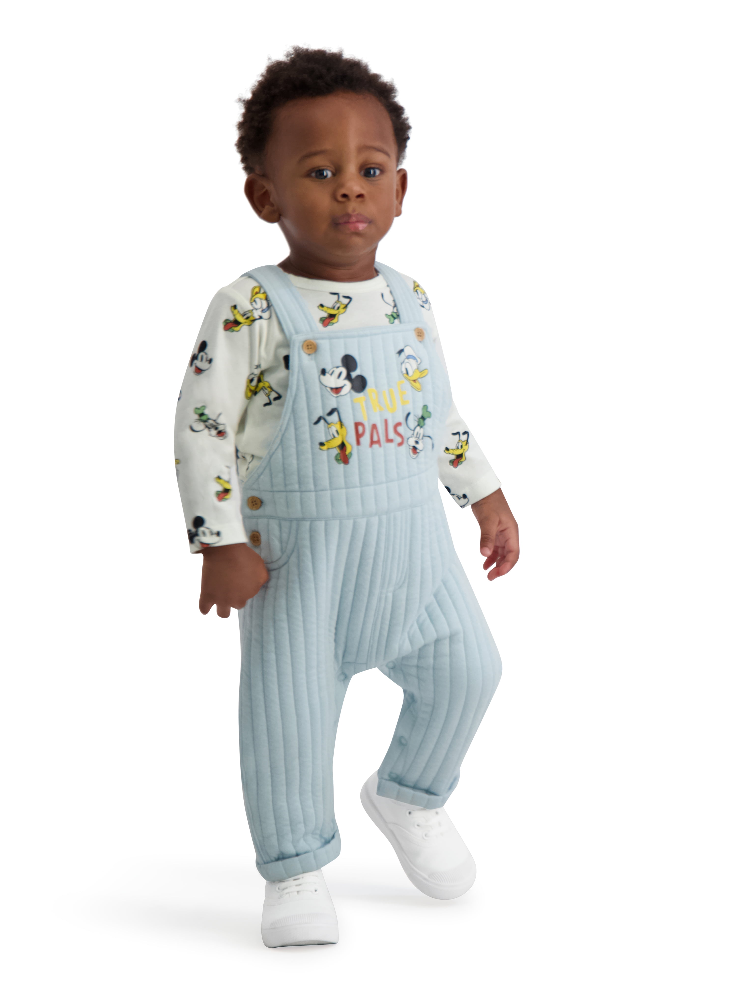 Mickey & Friends Baby Boy 2 Piece Overall Set, Sizes 0-24 Months ...
