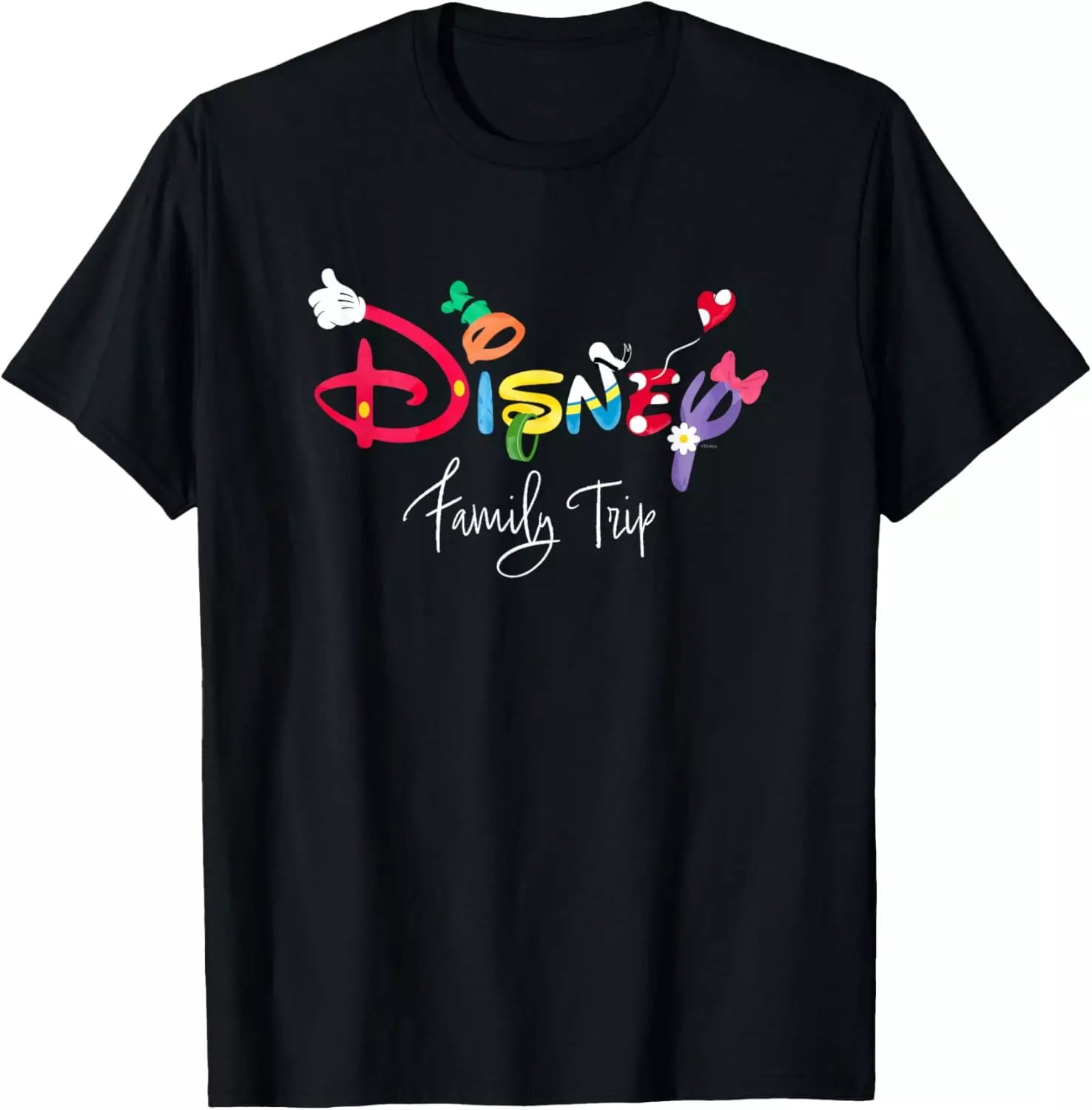 Mickey Friends Character Letters Family Trip Disney T-shirt - Walmart.com