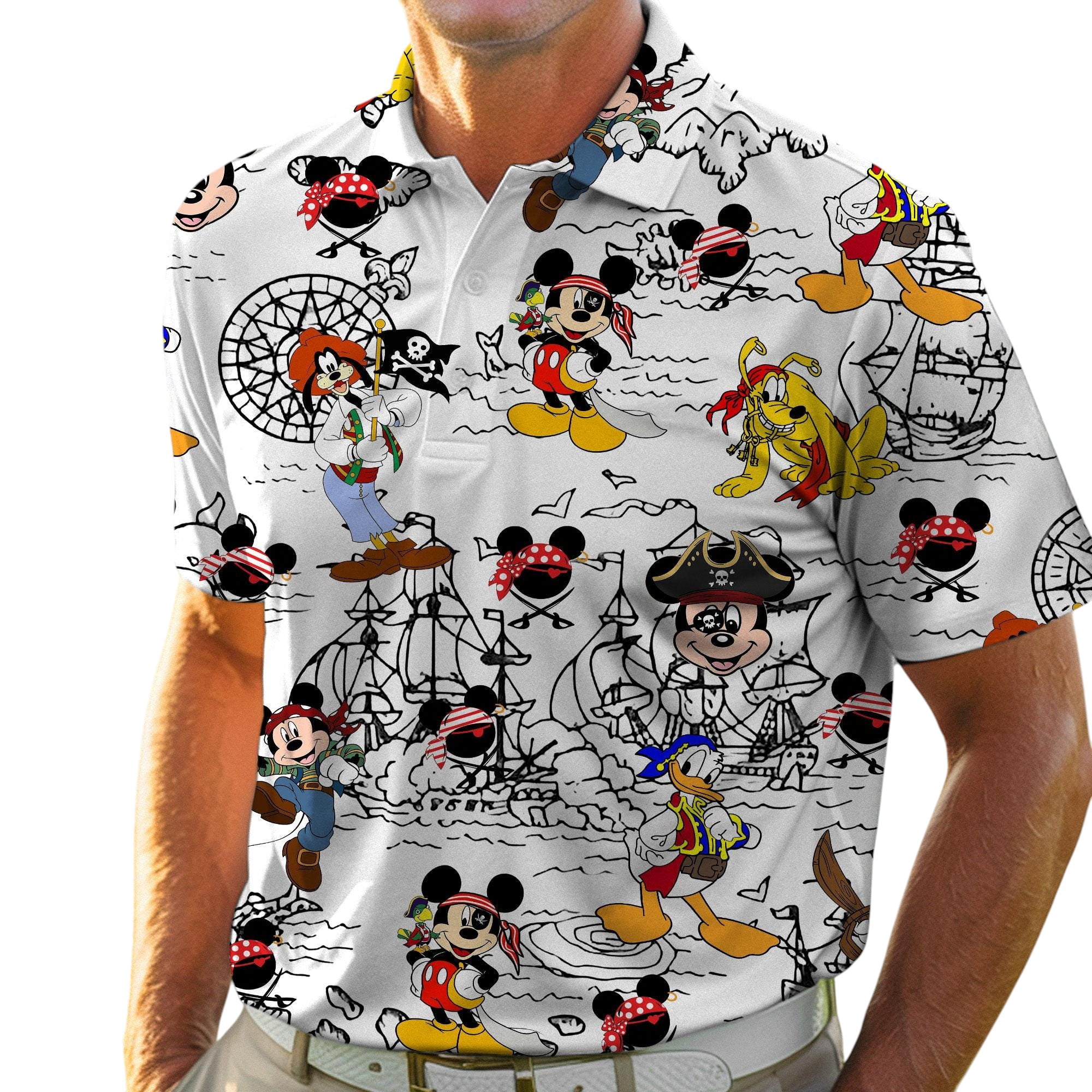 Mickey Friends Donald Pluto Goofy Pirates Crew Pirate Life For Me Polo ...