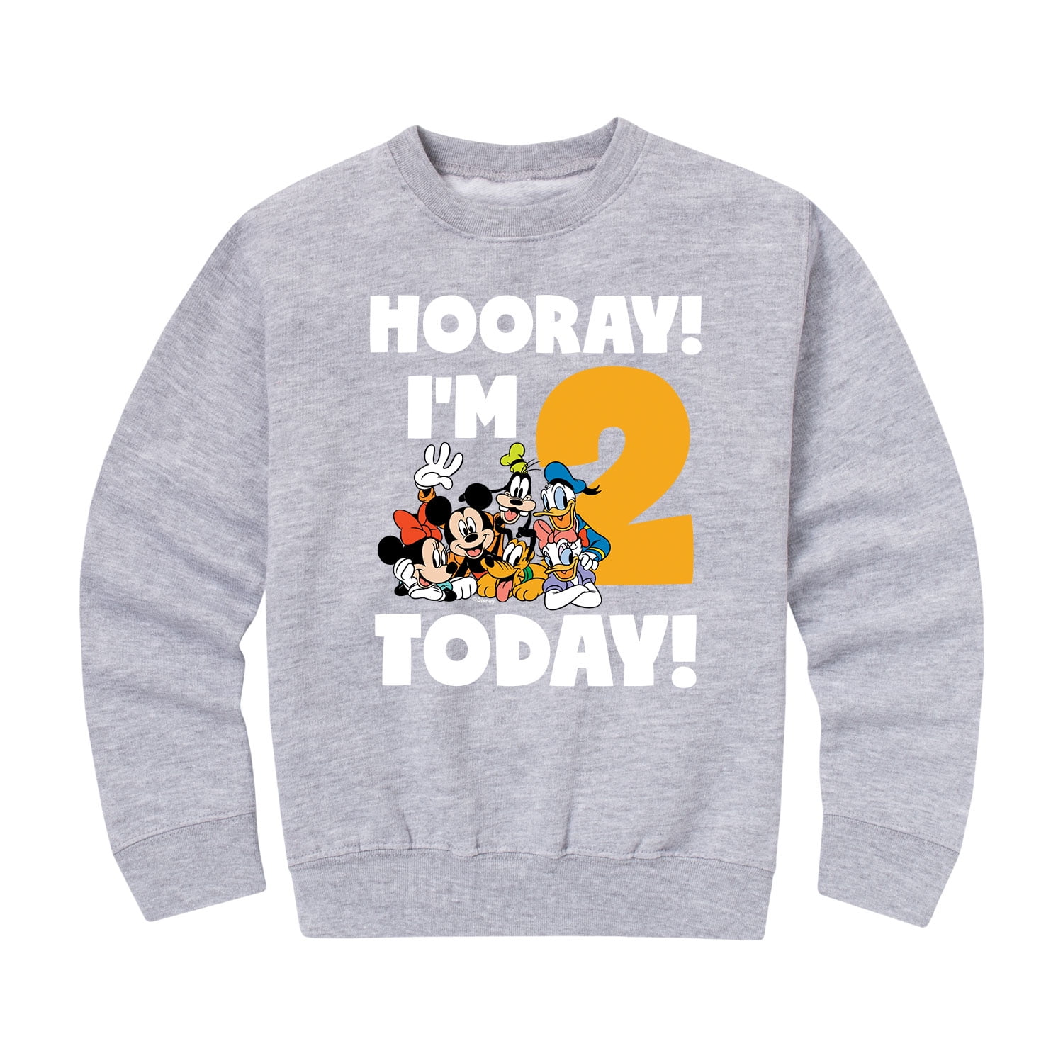 Mickey & Friends - Hooray I'm 2 Today - Toddler And Youth Crewneck ...