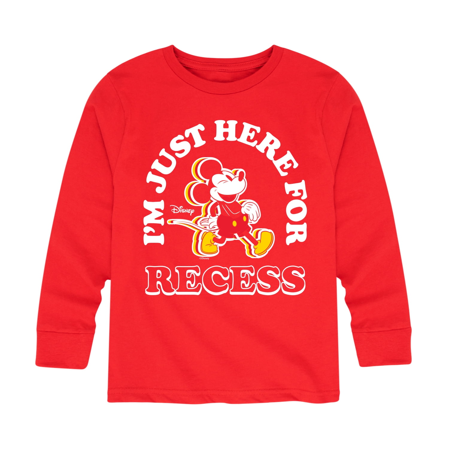 Mickey & Friends - I'm Just Here For Recess - Youth Long Sleeve Graphic ...