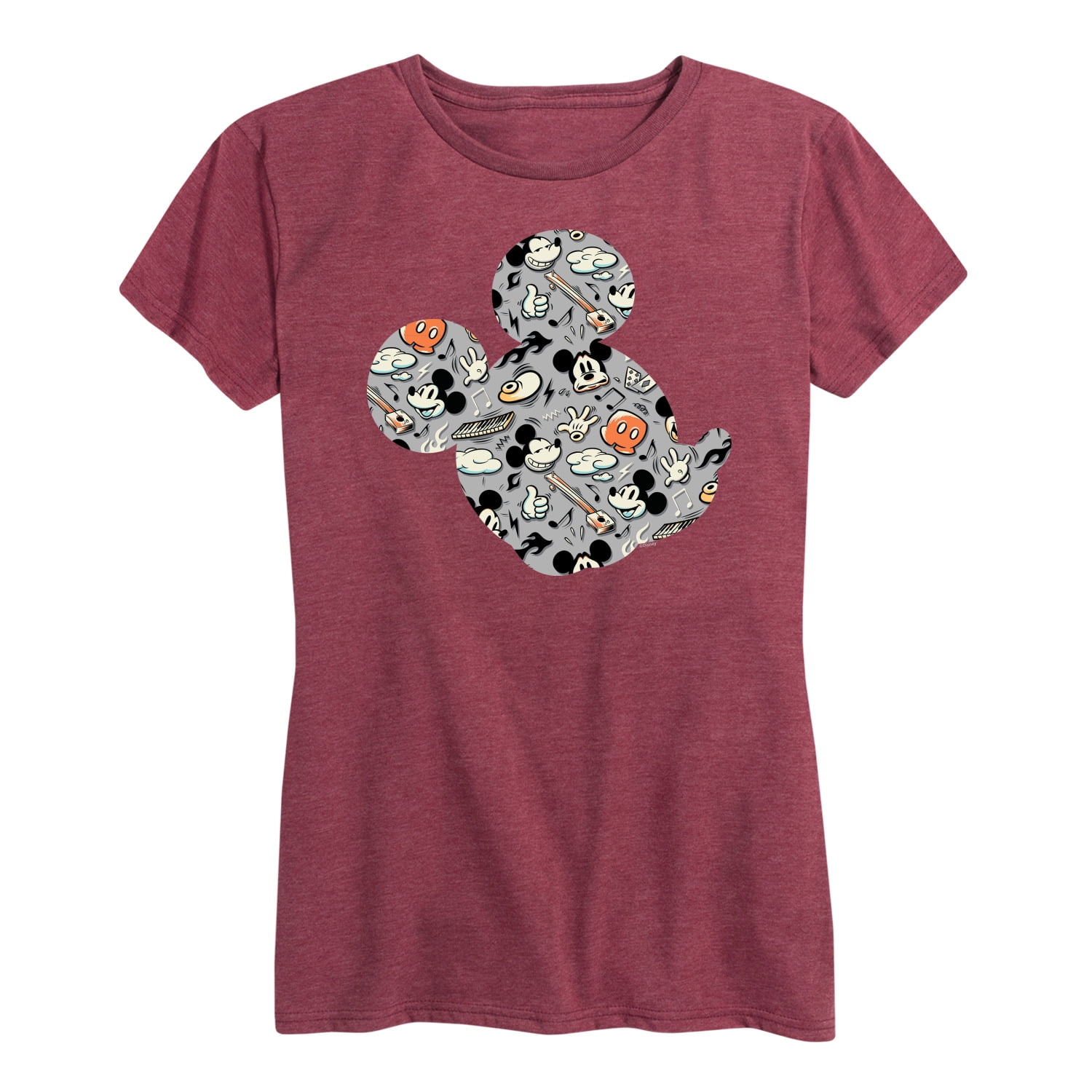 Mickey & Friends - Mickey Pattern Silhouette - Women's Short Sleeve ...