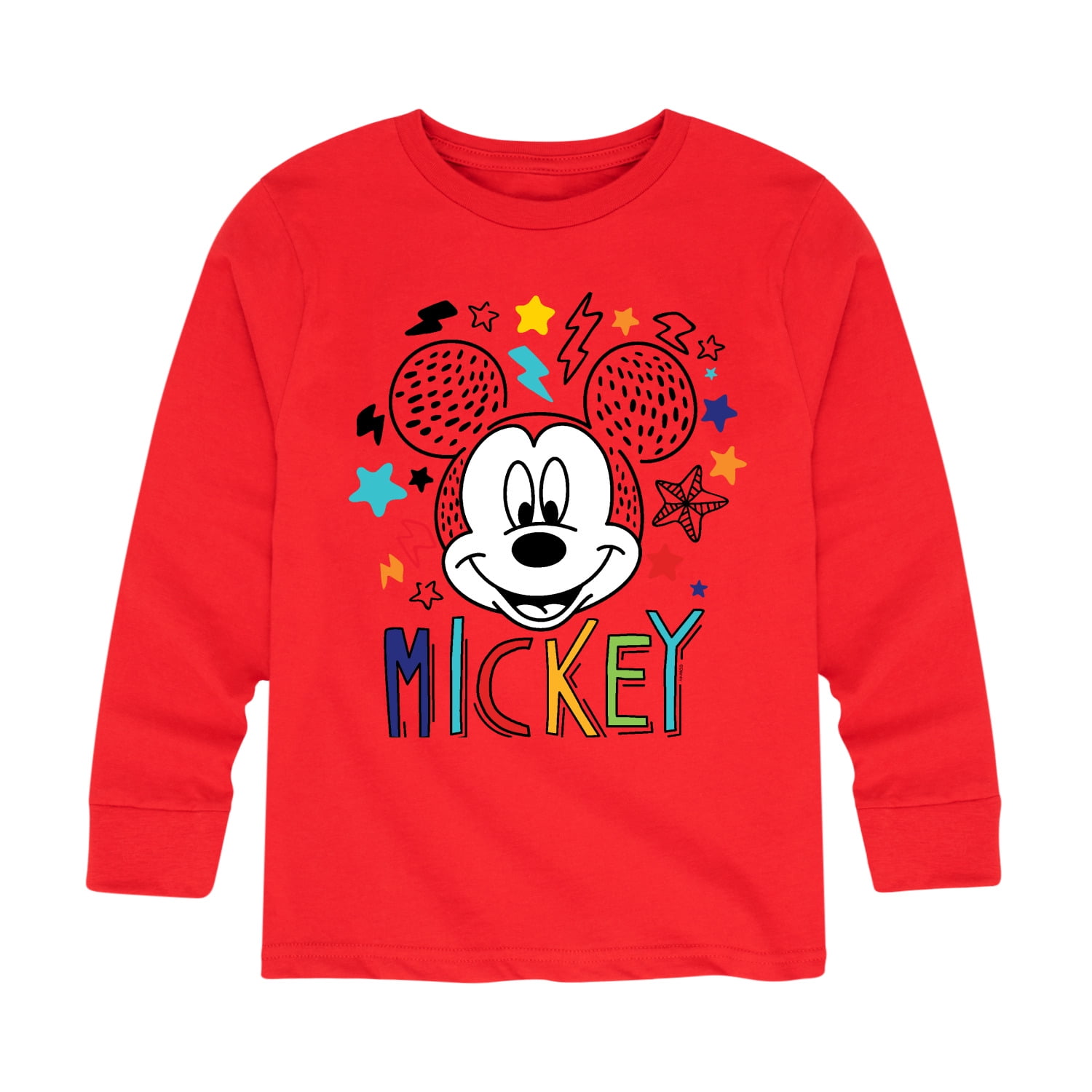 Mickey & Friends - Mickey Sketch Pattern - Youth Long Sleeve Graphic T ...