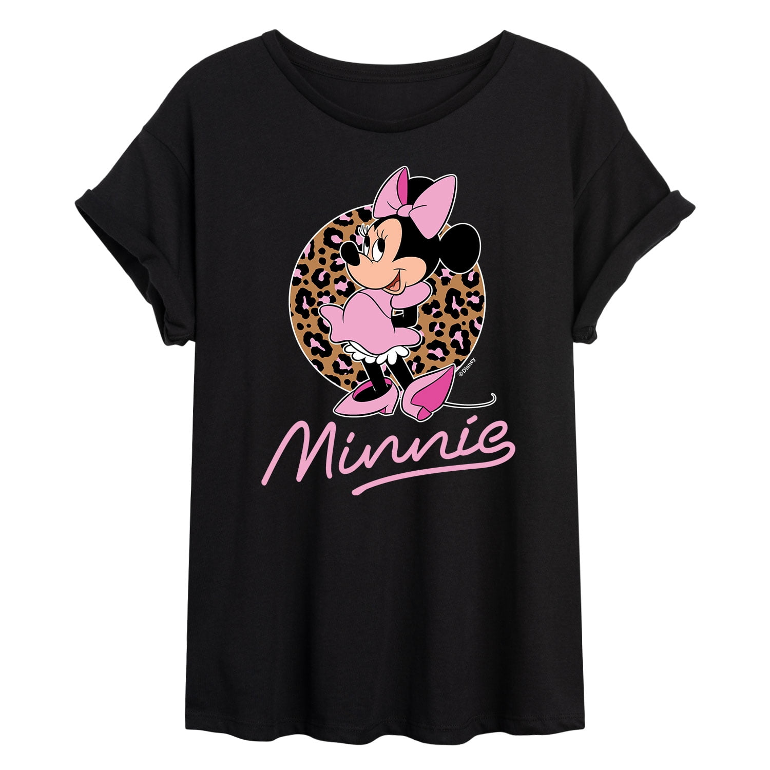 Mickey & Friends - Minnie Leopard Print - Women's Oversized T-Shirt ...