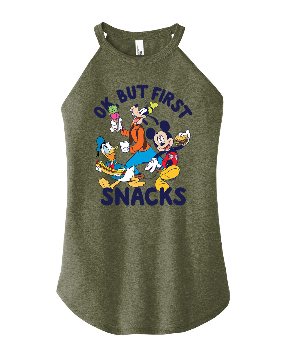 Mickey & Friends - Ok, But First Snacks - Juniors High Neck Tank Top ...