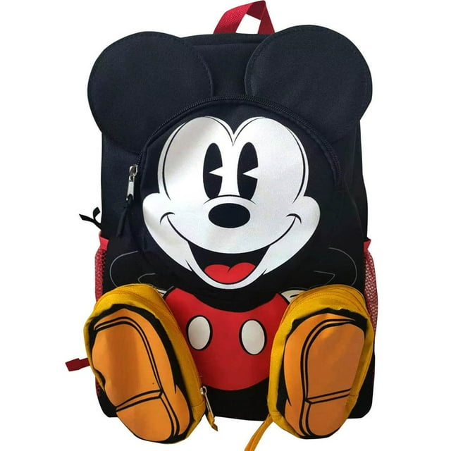 "Disney Mickey Mouse 16"" Travel Backpack for Kids with 3D Front Body ...