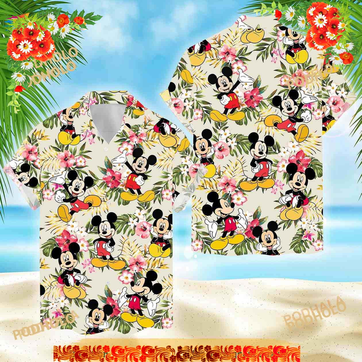 Mickey Funny Hawaiian Shirt, Mickey Mouse Tropical Fruits Beach ...