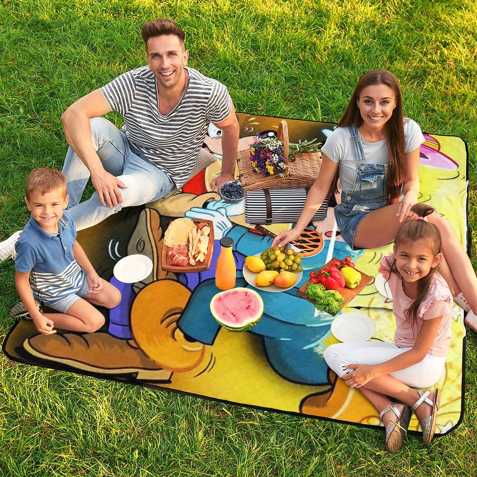 Mickey &Goofy Picnic Blanket,Foldable Waterproof Sand Mat,Extra Large ...