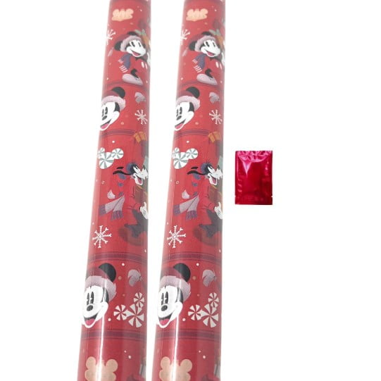 Mickey Goofy Snowflake Red Wrapping Paper, 25 sq ft - 2 Roll Tear ...