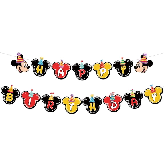Mickey Happy Birthday Banner Birthday Party Supplies Decorations Anime ...