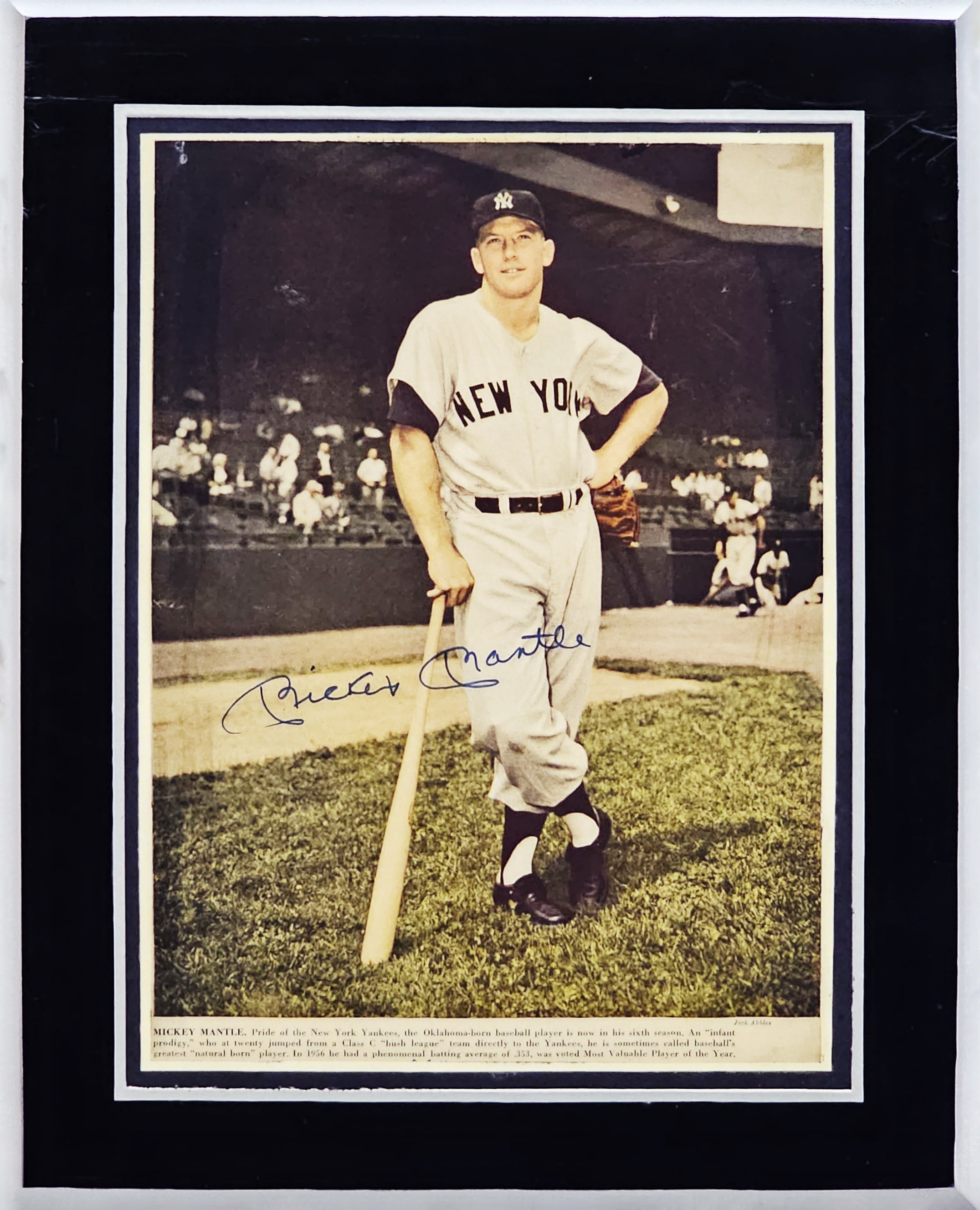 Mickey Mantle Autographed Framed 8x11.5 Laminated Newspaper Photo New ...