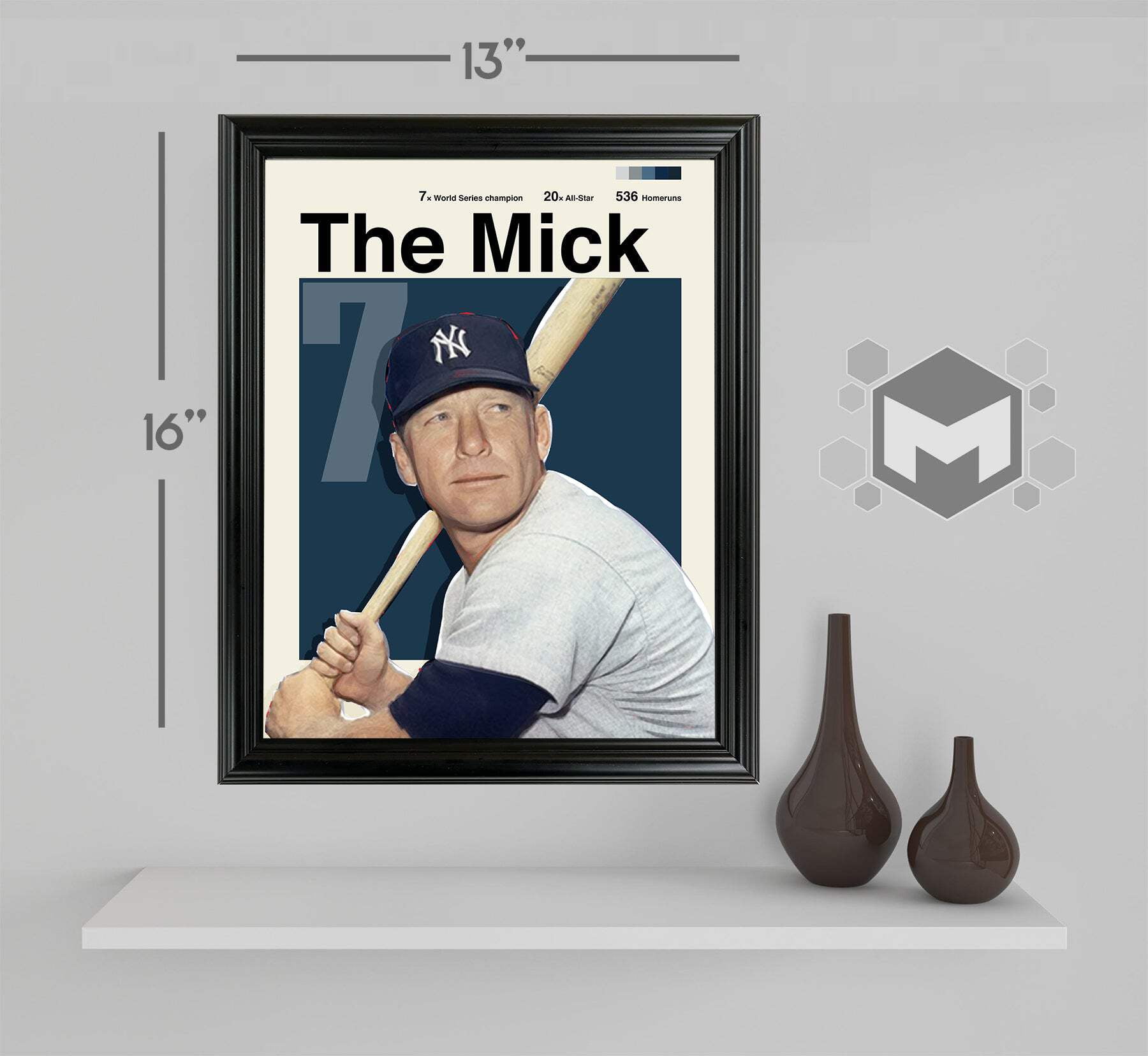 Mickey Mantle Framed Photo - Sports Art by Thomas Maxwell - Walmart.com