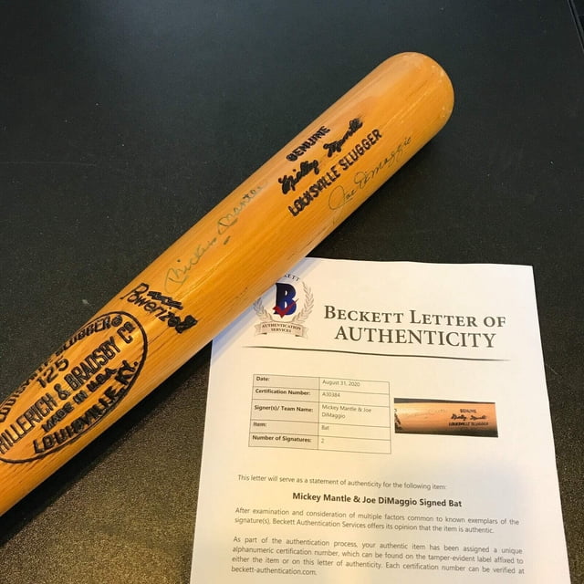 Mickey Mantle Joe Dimaggio Signed Autographed Baseball Bat With Beckett ...