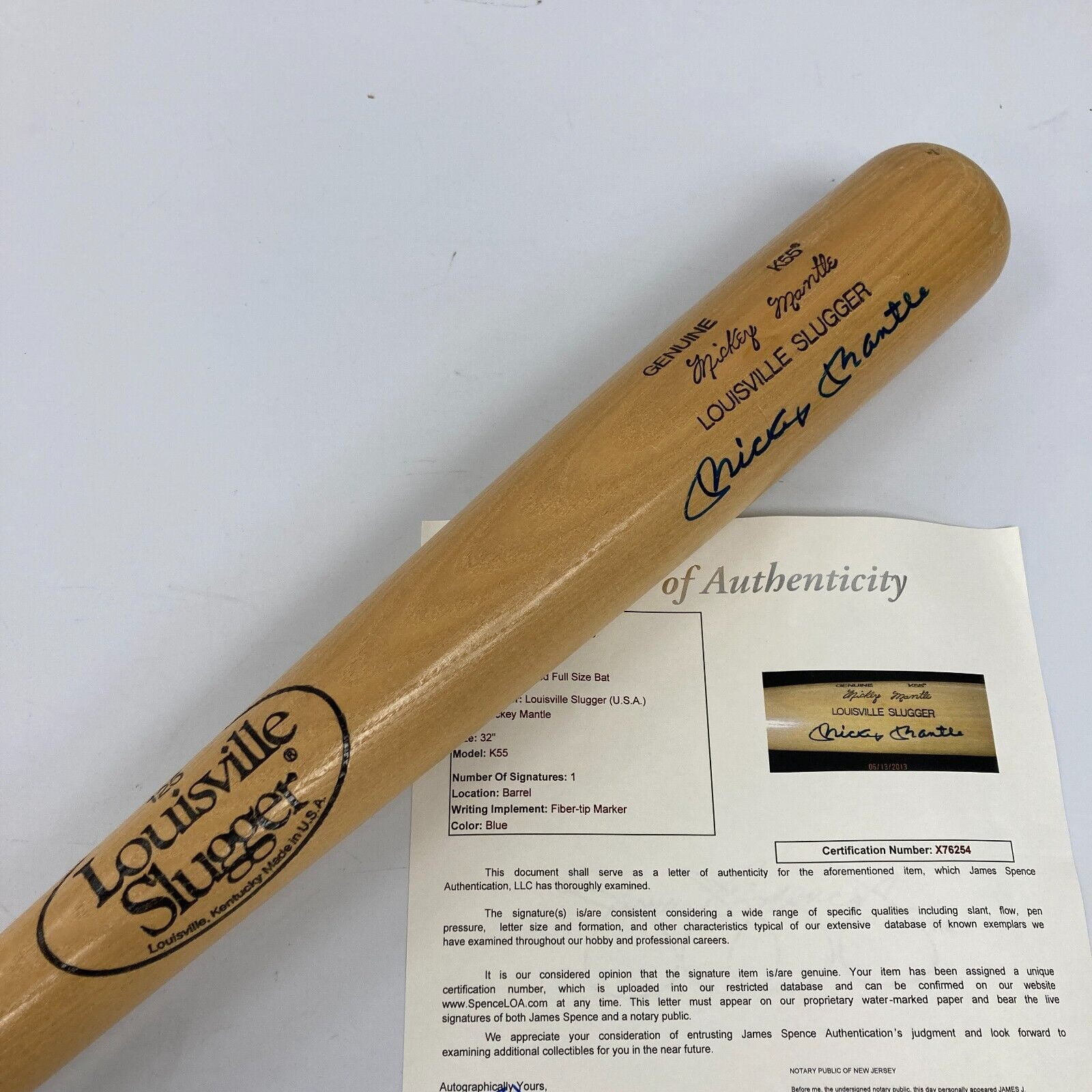 Mickey Mantle Signed Louisville Slugger Game Model Baseball Bat JSA COA ...