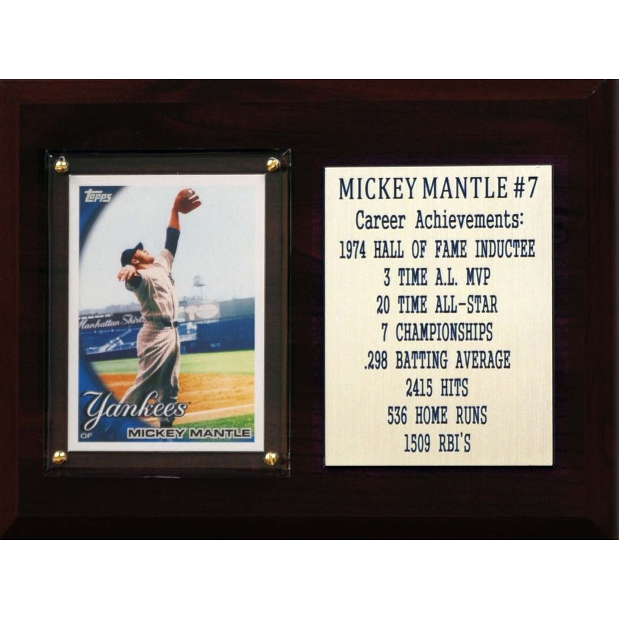 Mickey Mantle Yankees 6'' x 8'' Plaque - Walmart.com