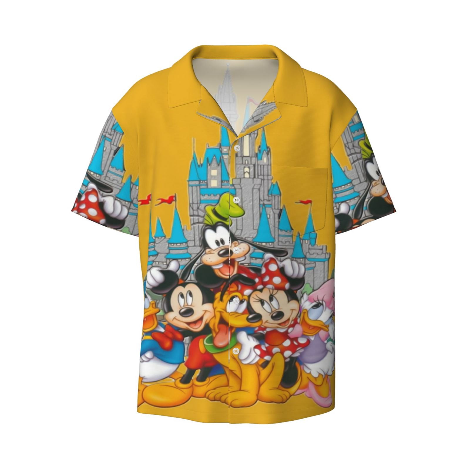 Mickey Men's Cuban Shirts Casual Button Down Short Sleeve Dress Shirt ...
