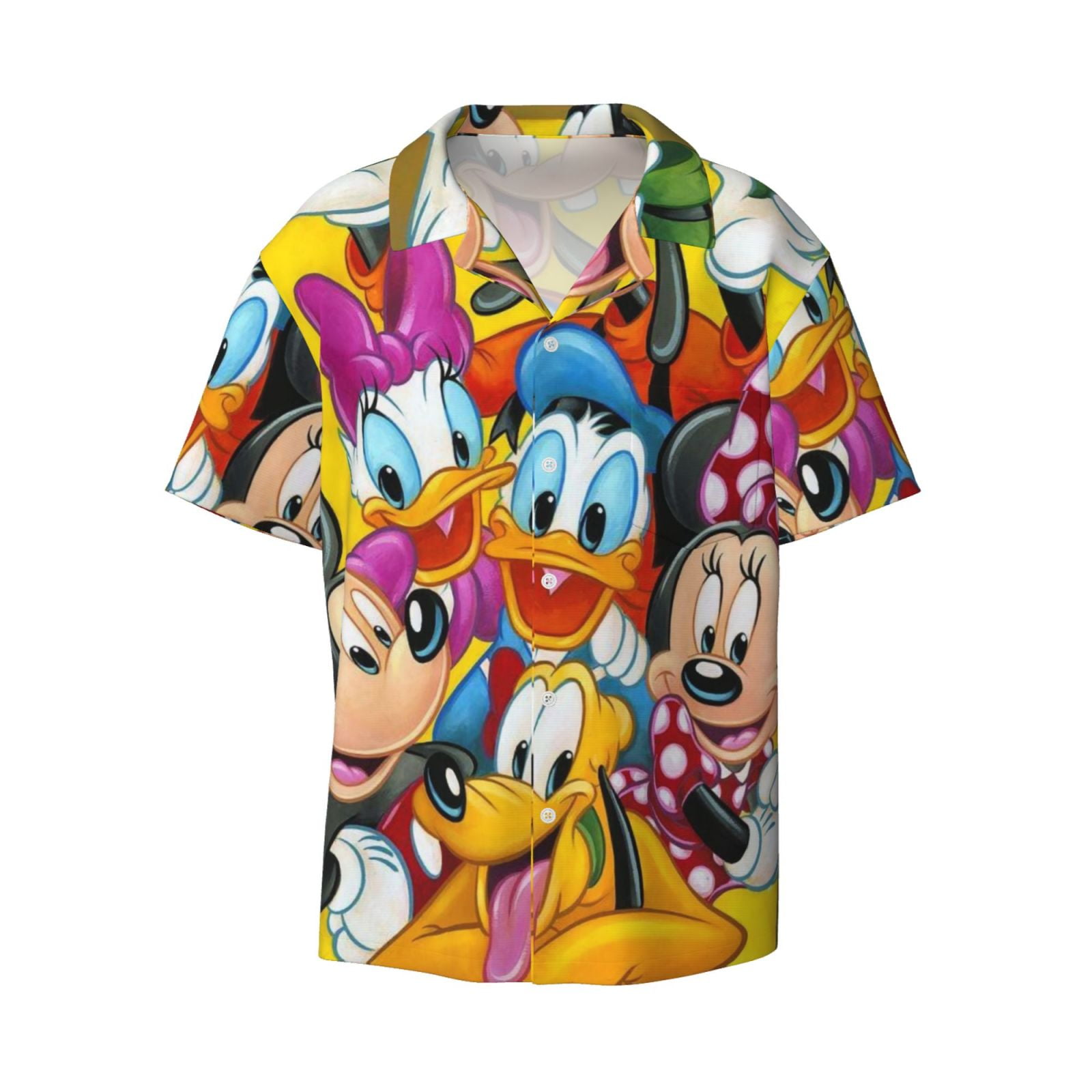 Mickey Men's Cuban Shirts Casual Button Down Short Sleeve Dress Shirt ...
