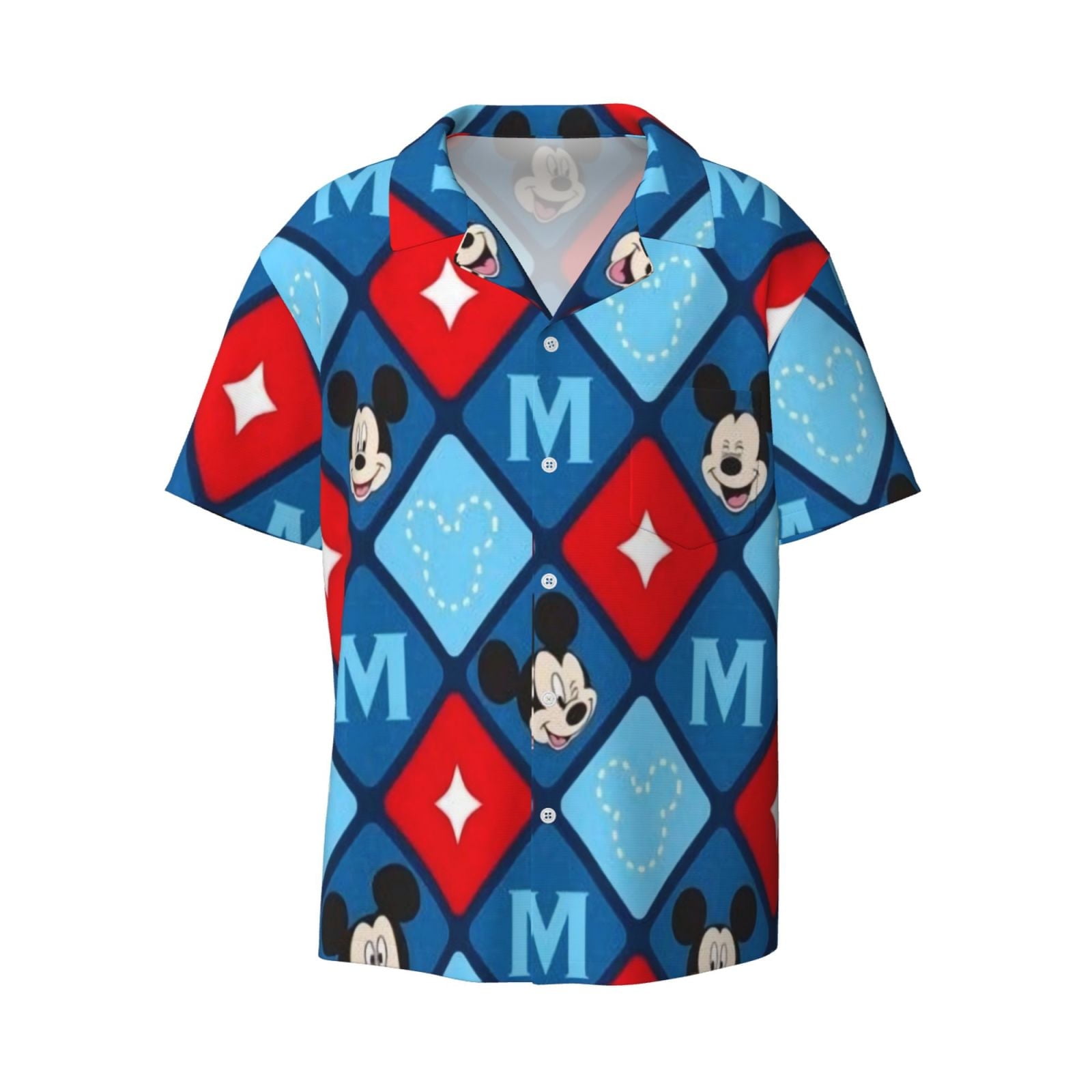 Mickey Men's Cuban Shirts Casual Button Down Short Sleeve Dress Shirt ...