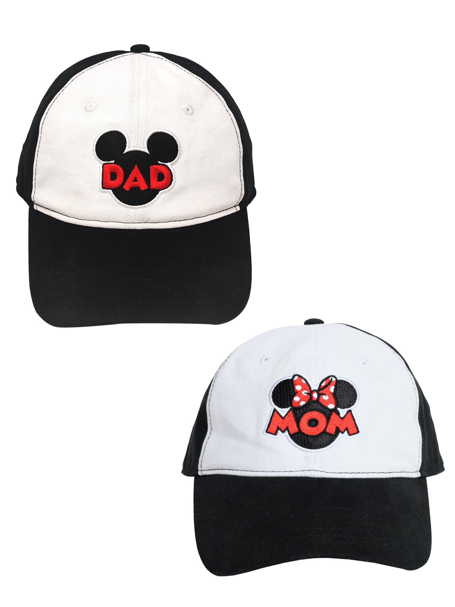 Disney Mickey & Minnie Mouse Dad Mom Adult Baseball Cap, Black White ...