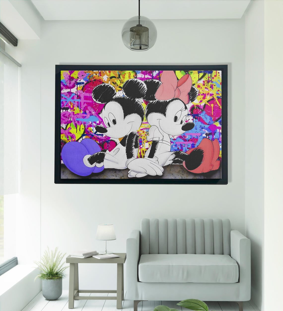 Mickey And Minnie Mouse Hand Painted Pop Art, Mickey And Minnie Mouse ...