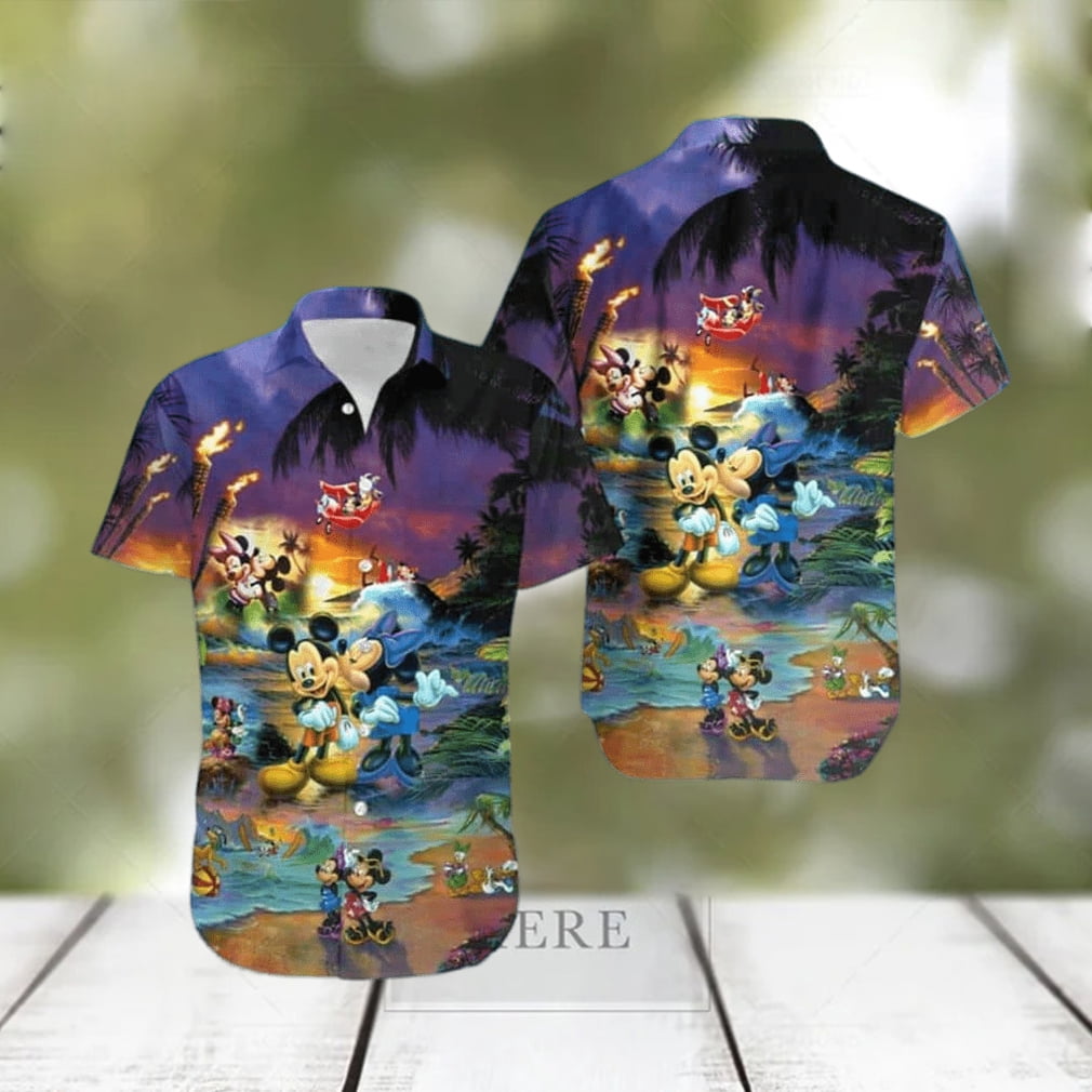 Mickey Minnie Mouse Mouse Hawaiian Shirt Sunset Beach Gift For Disney ...