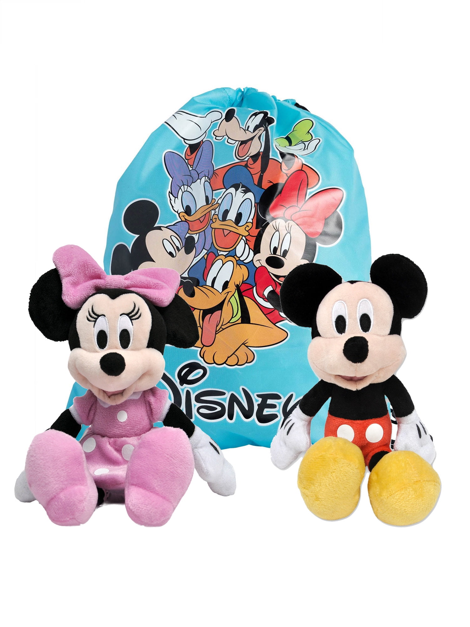Mickey & Minnie Mouse Plush Stuffed Dolls 11" w/ Sling Bag 3-Piece Set ...