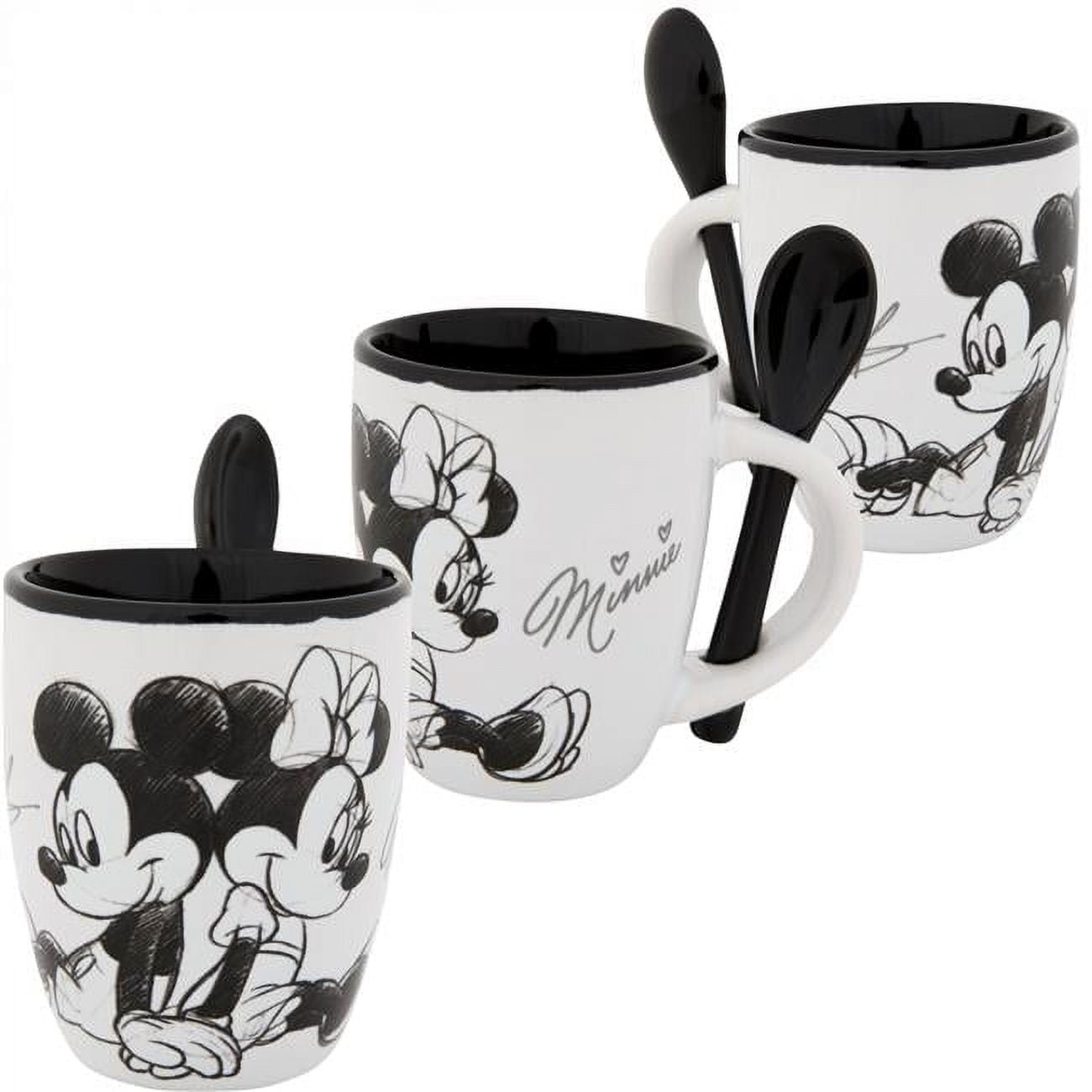 Mickey & Minnie Mouse Sketch Ceramic Espresso Ceramic Mug with Spoon ...