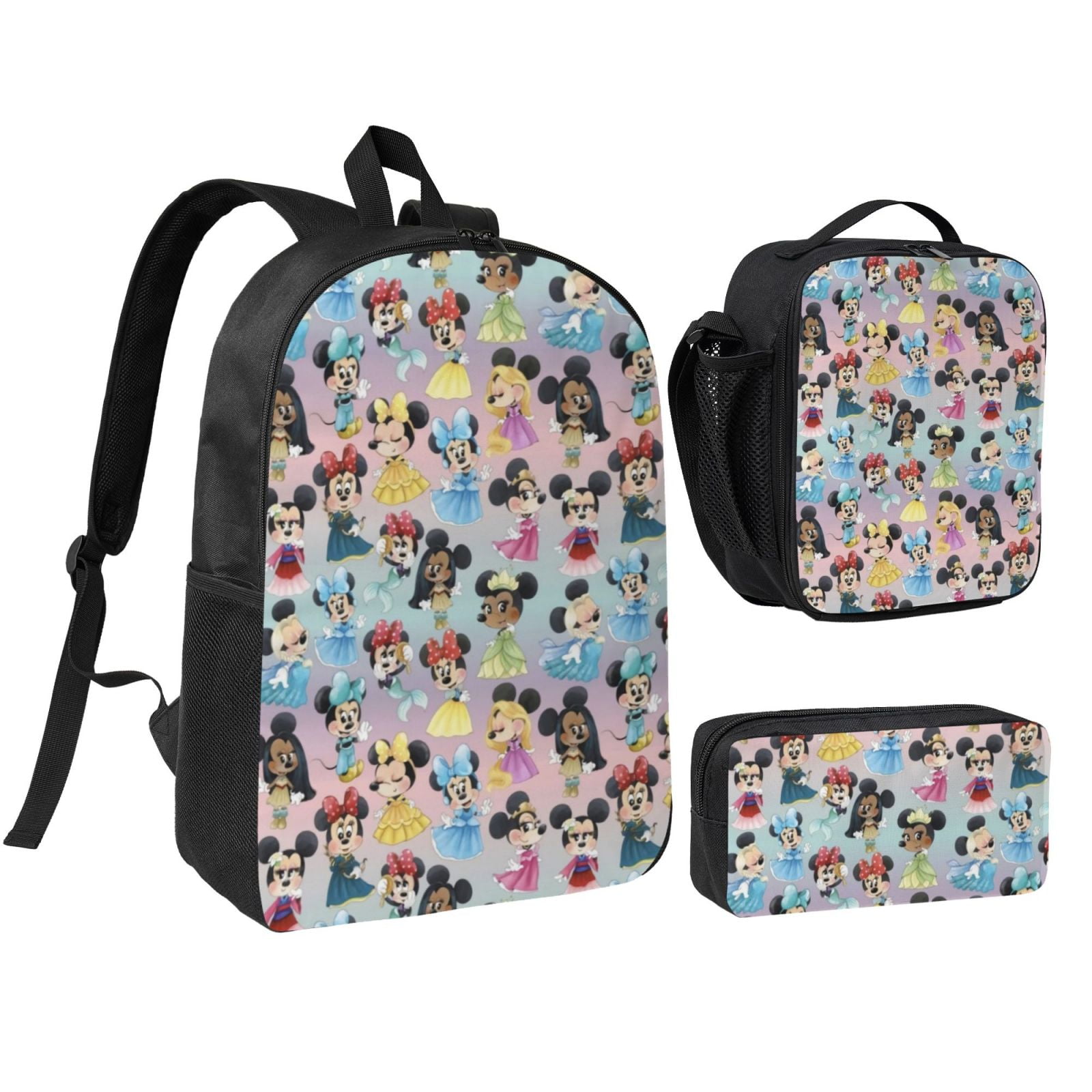Mickey Minnie Princess School Backpack with Lunch Box and Pencil Cas ...