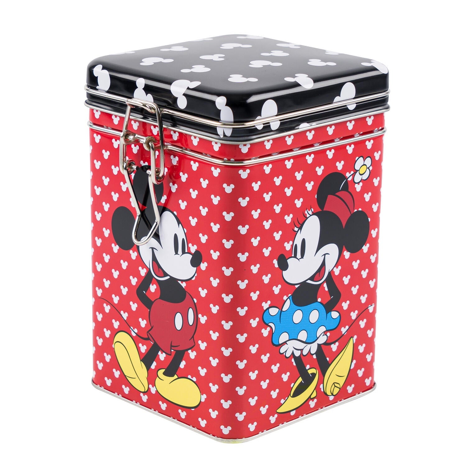 Four Seasons Mickey and Minnie Square Canister, Black Lock Top, 5 3/4 ...